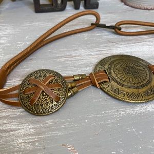 Vintage | Accessories | Vintage 9s Rope Belt Aztec Emblems Real Leather ...